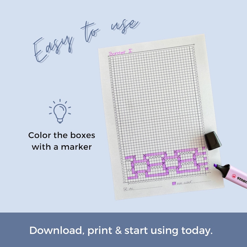 Printable Mosaic Crochet Pattern Grid Template Inset and Overlay With ...