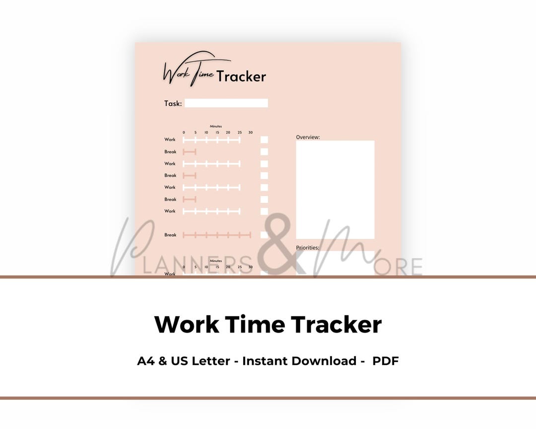 Work Time Management Tracker Study Organizer Journal Page Minimalist ...