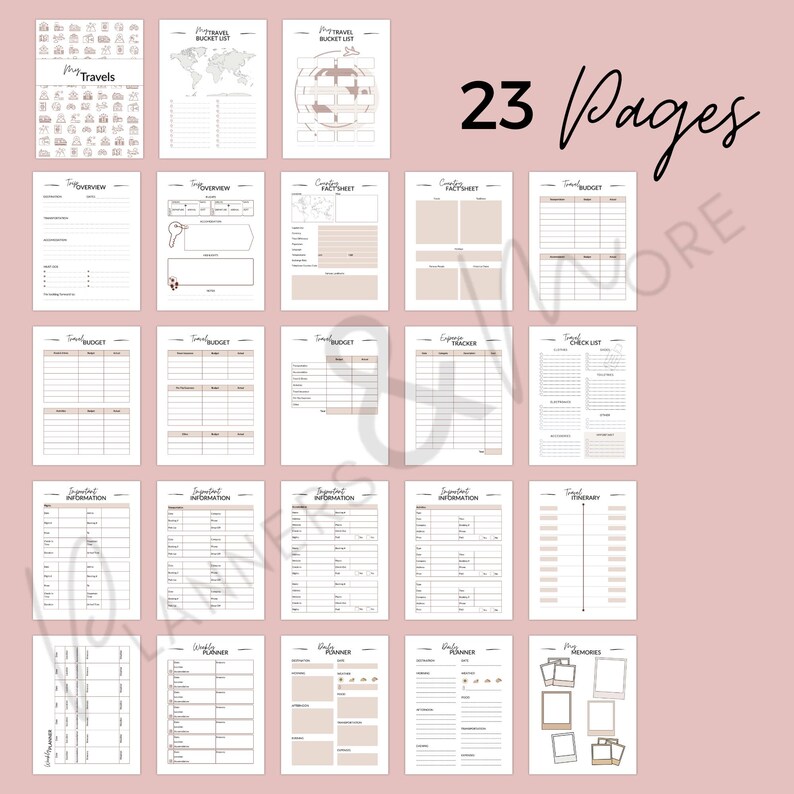Travel Planner Bundle Printable & Digital Use Instant Download PDF in 5 ...