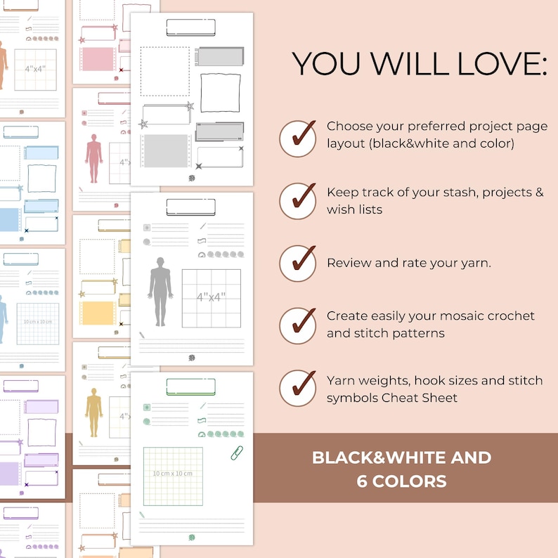 Printable Crochet Project Planner Pattern Template, Yarn Stash & Hook ...