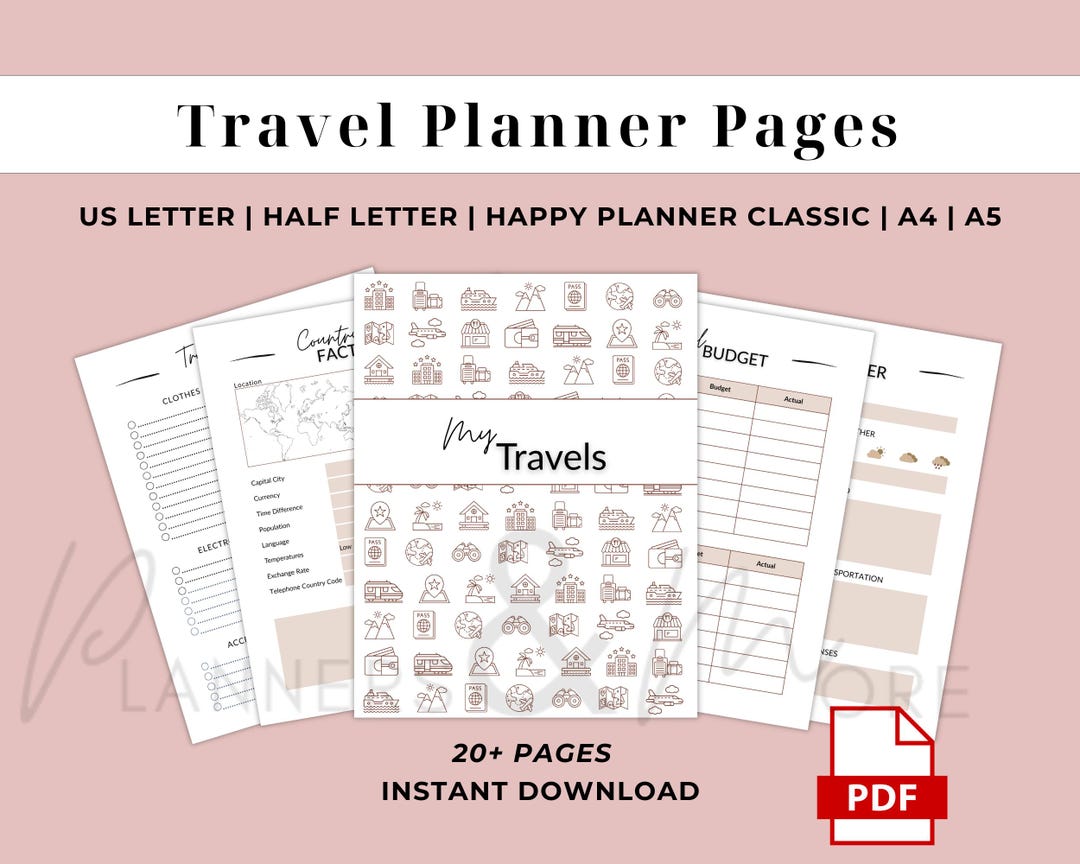 Travel Planner Bundle Printable & Digital Use Instant Download PDF in 5 ...