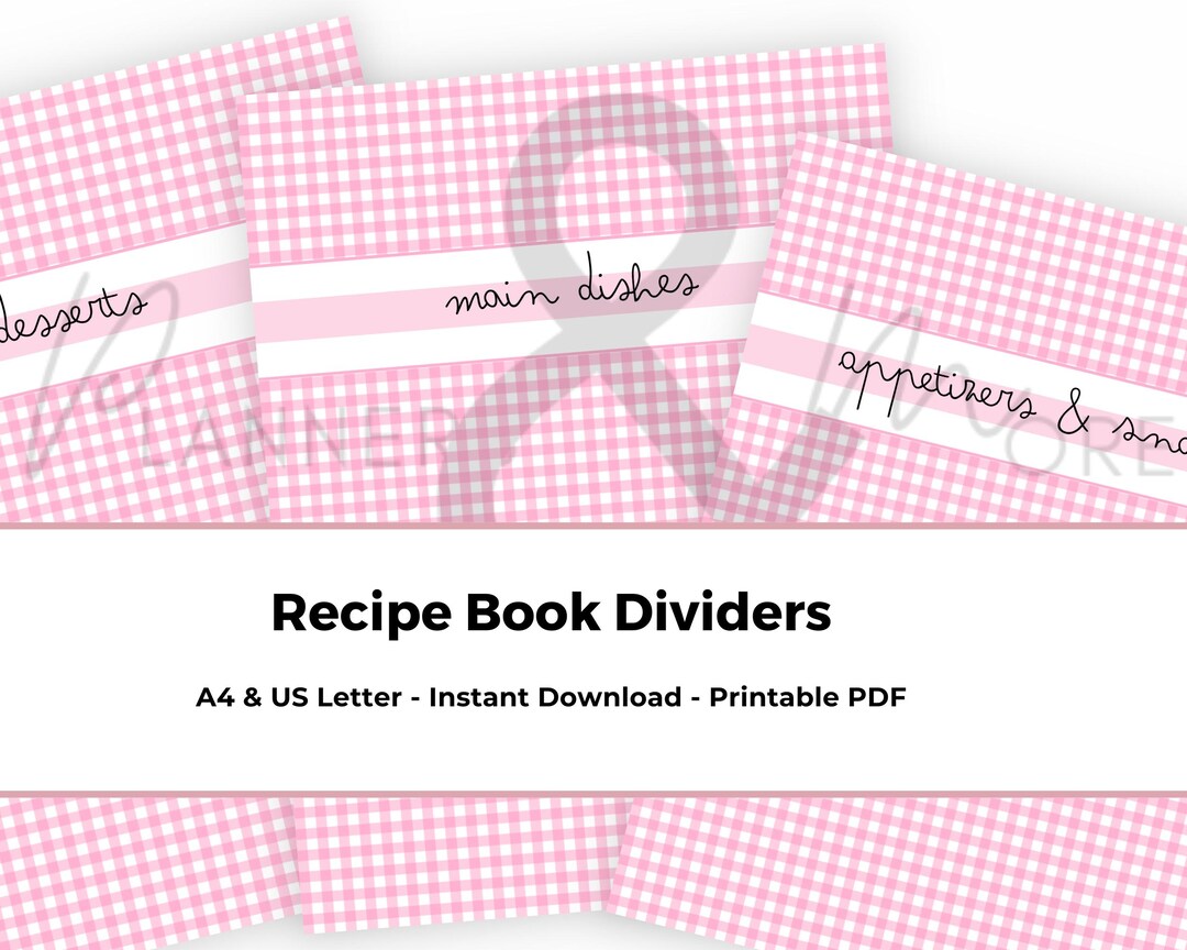 Recipe Binder Dividers, Printable DIY Cook Book Section Pages Vintage ...