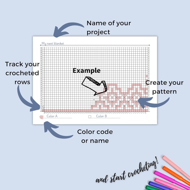 Printable Mosaic Crochet Pattern Grid Template Inset and Overlay With ...