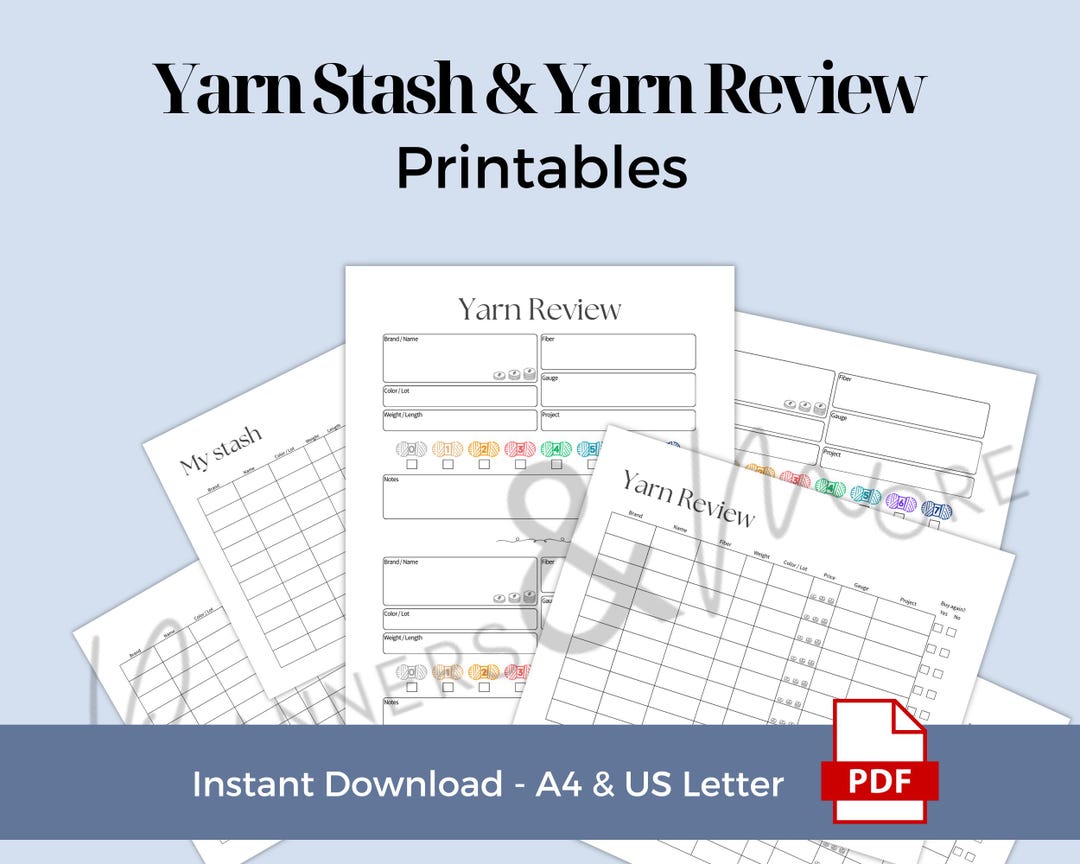 Yarn Stash Inventory & Yarn Review Tracker Printable Crochet and ...