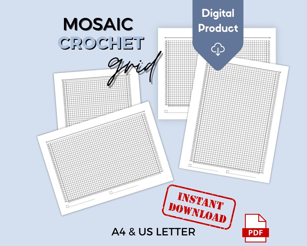 Printable Mosaic Crochet Pattern Grid Template Inset and Overlay With ...