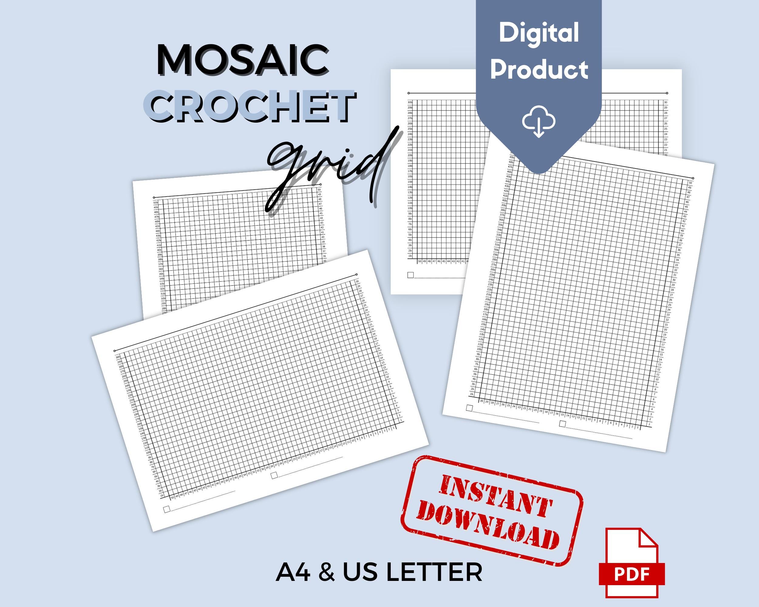 Printable Mosaic Crochet Pattern Grid Template Inset and Overlay With ...