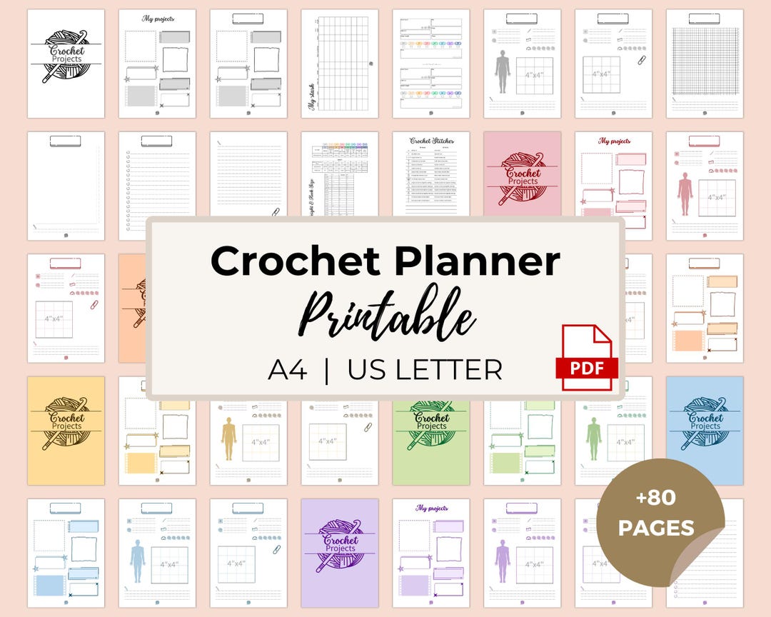 Printable Crochet Project Planner Pattern Template, Yarn Stash & Hook ...