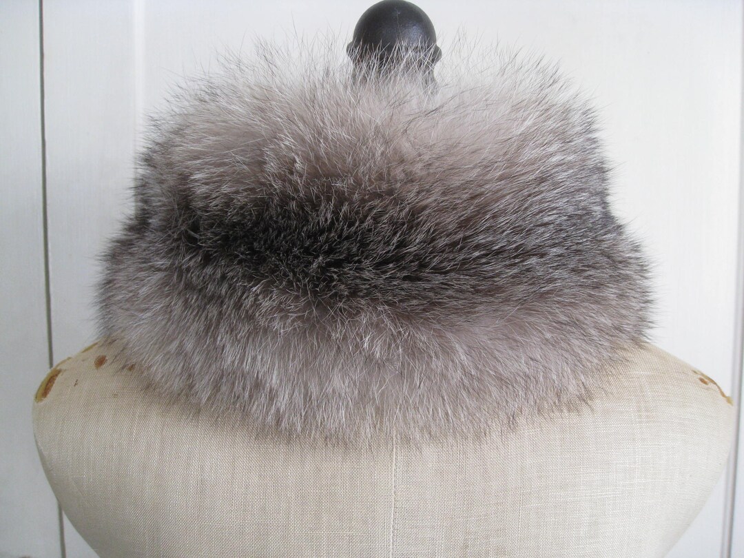 Real Indigo Silver Fox Fur Headband - Etsy