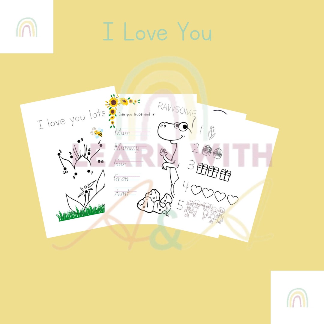 I Love You Worksheets - Etsy
