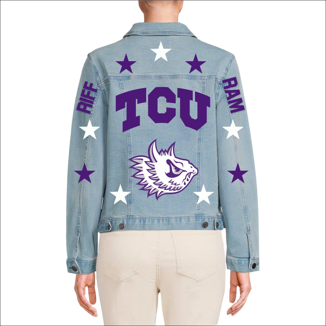 Custom Hand-painted TCU Denim Jacket - Horned Frog Design With Stars ...