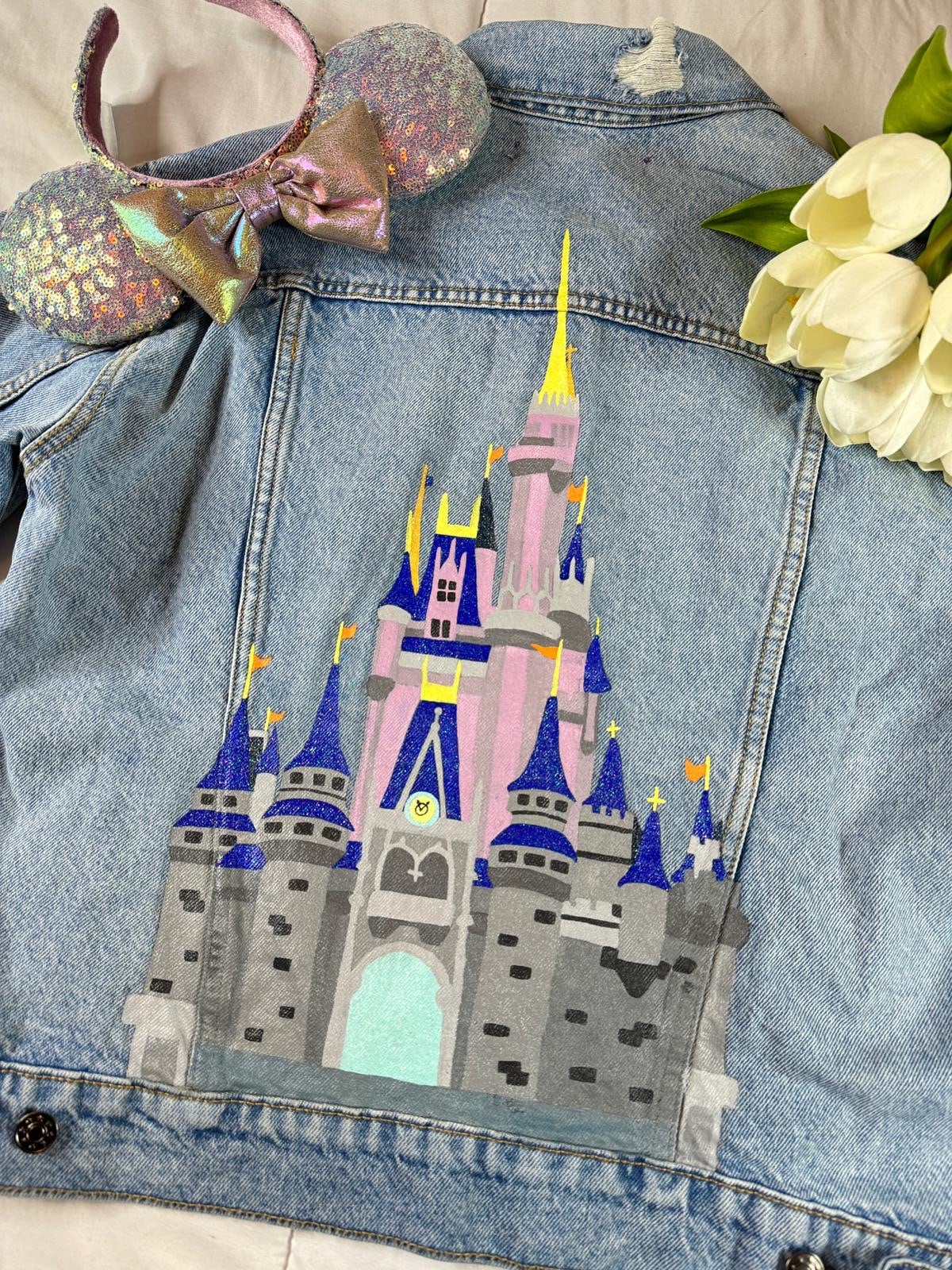 Custom Hand-painted Jean Jacket Featuring Disneyland Castle With 30th ...