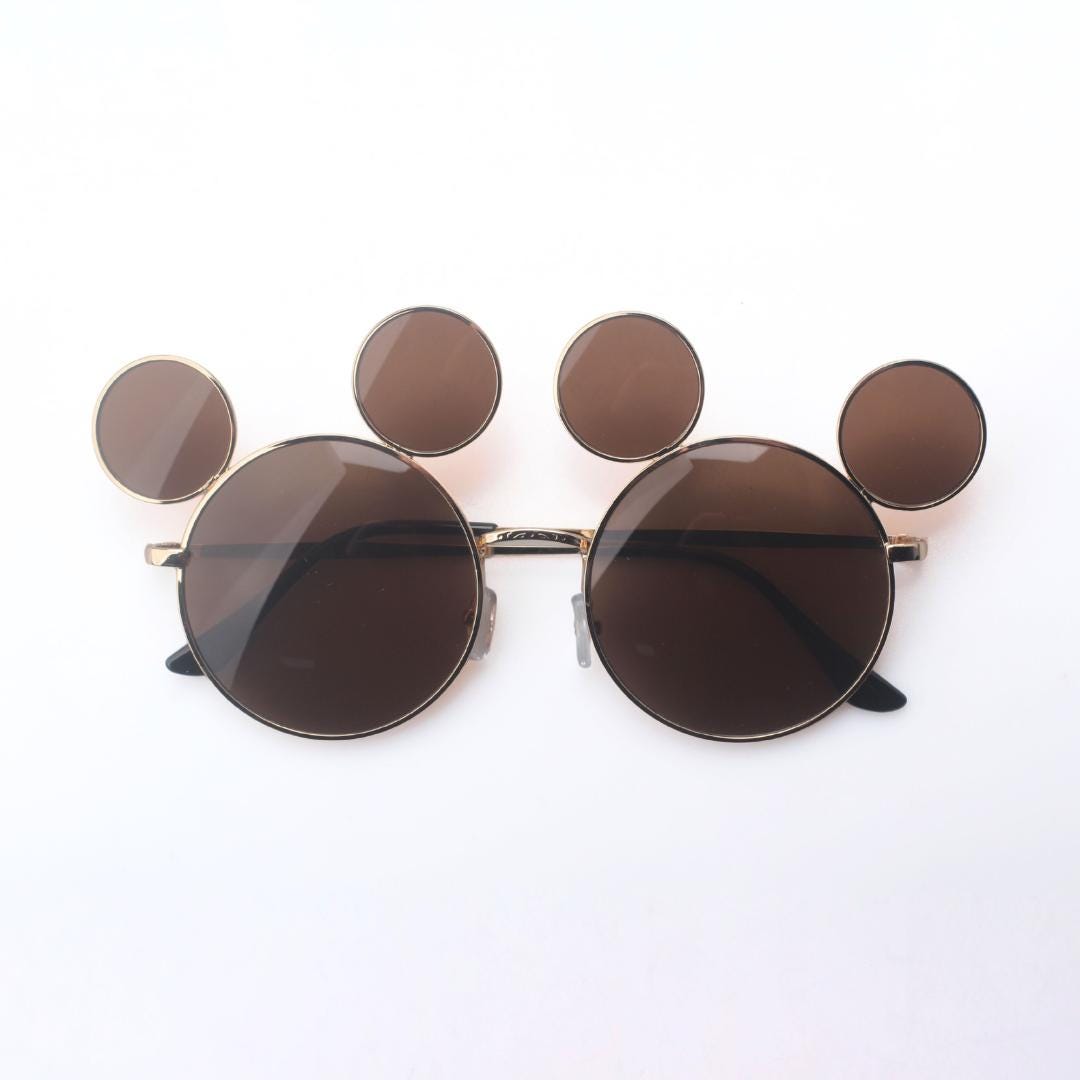 Retro Mickey Sunglasses – Gold Frame and Brown Lens Eyewear – Vintage ...
