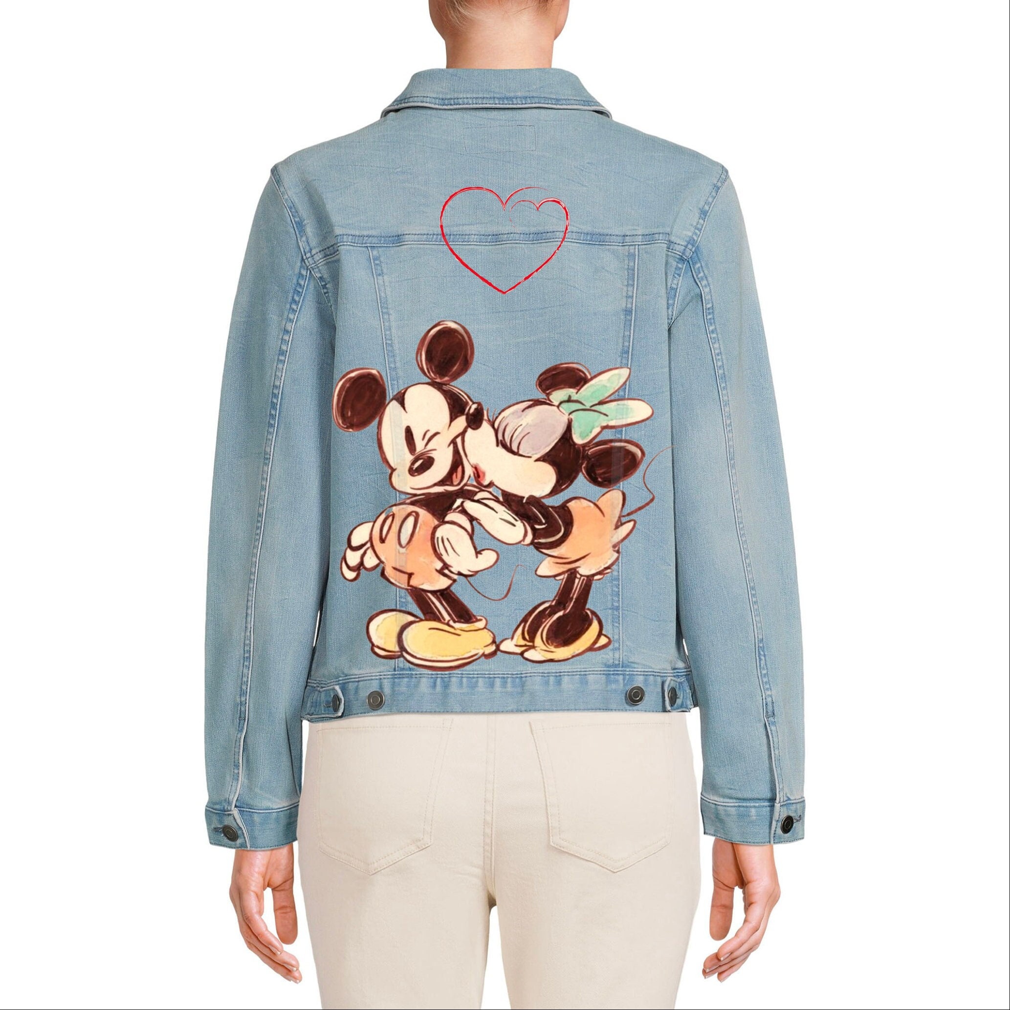 Mickey and Minnie Hand-painted Jacket Disney Custom Design Disney Jean ...