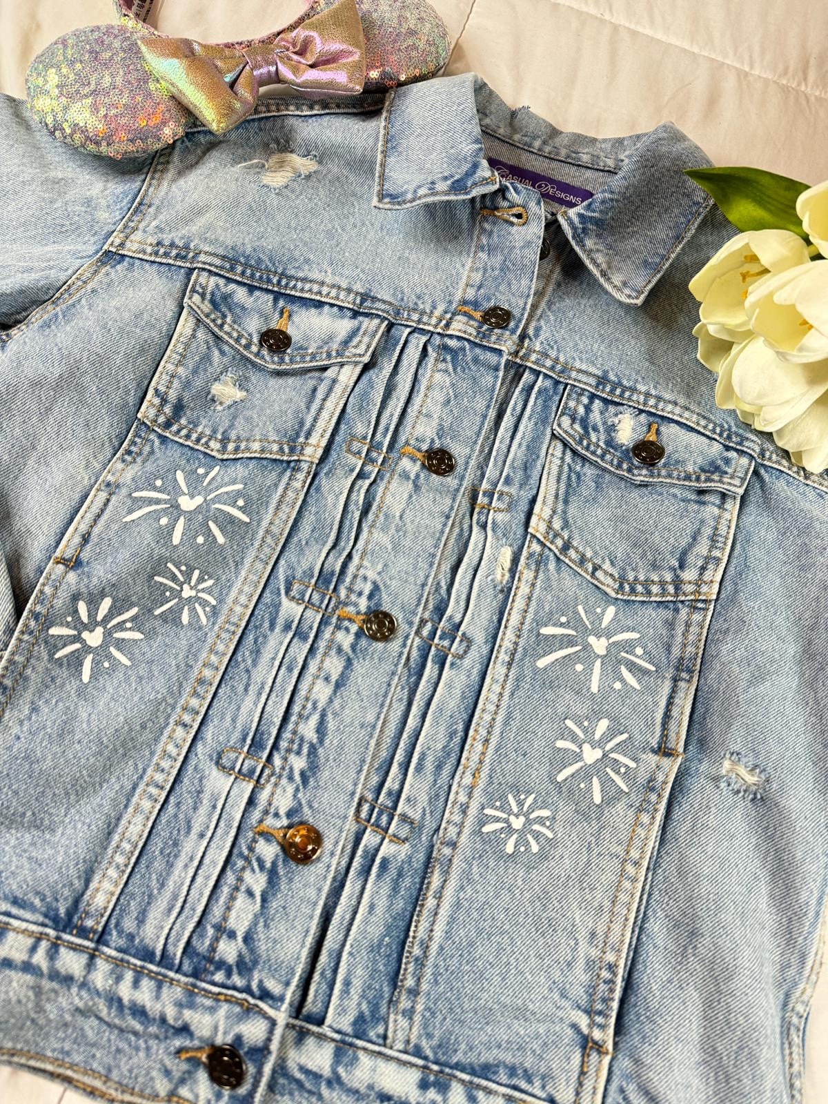 Custom Hand-painted Jean Jacket Featuring Disneyland Castle With 30th ...