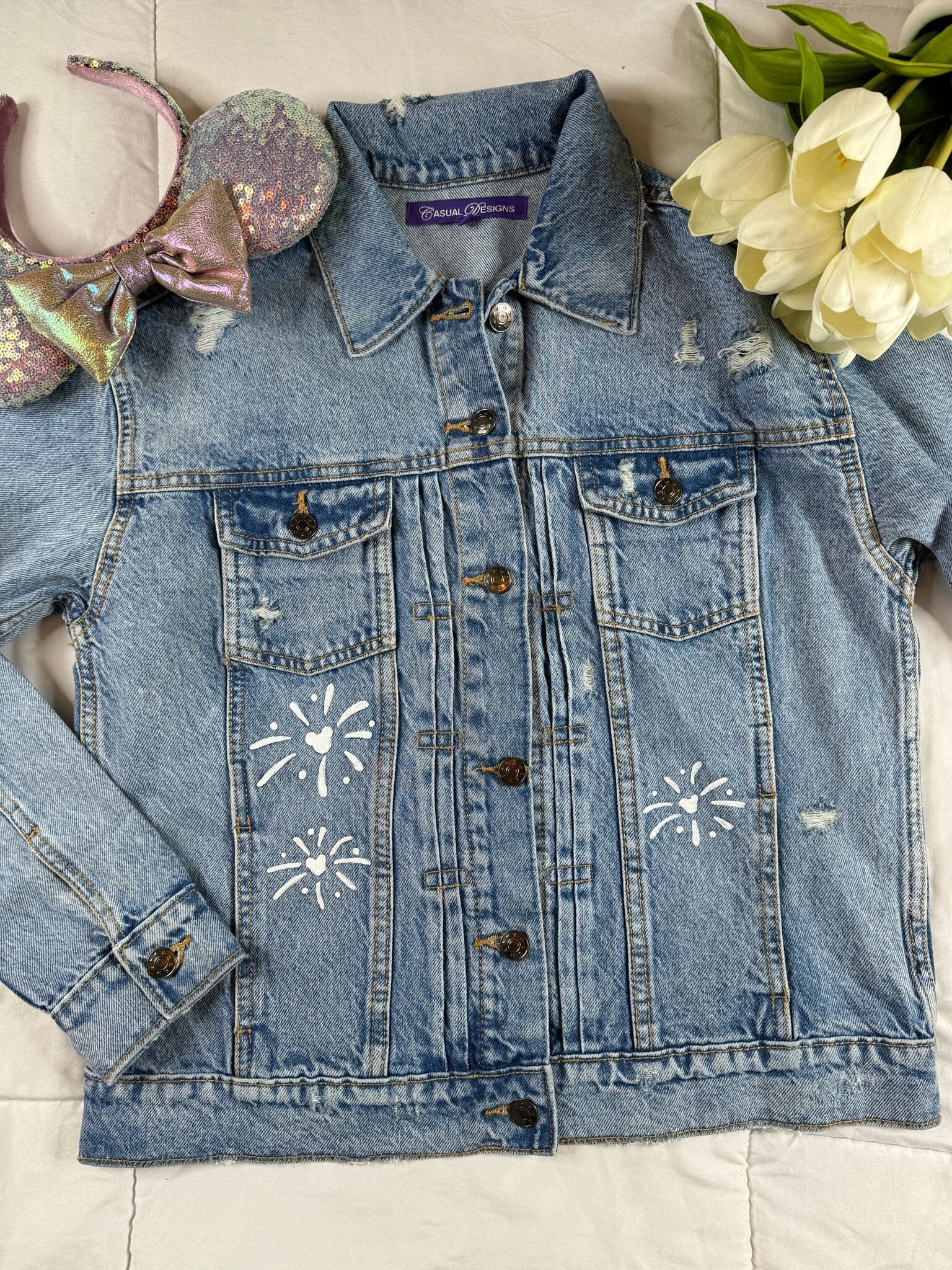 Custom Hand-painted Jean Jacket Featuring Disneyland Castle With 30th ...