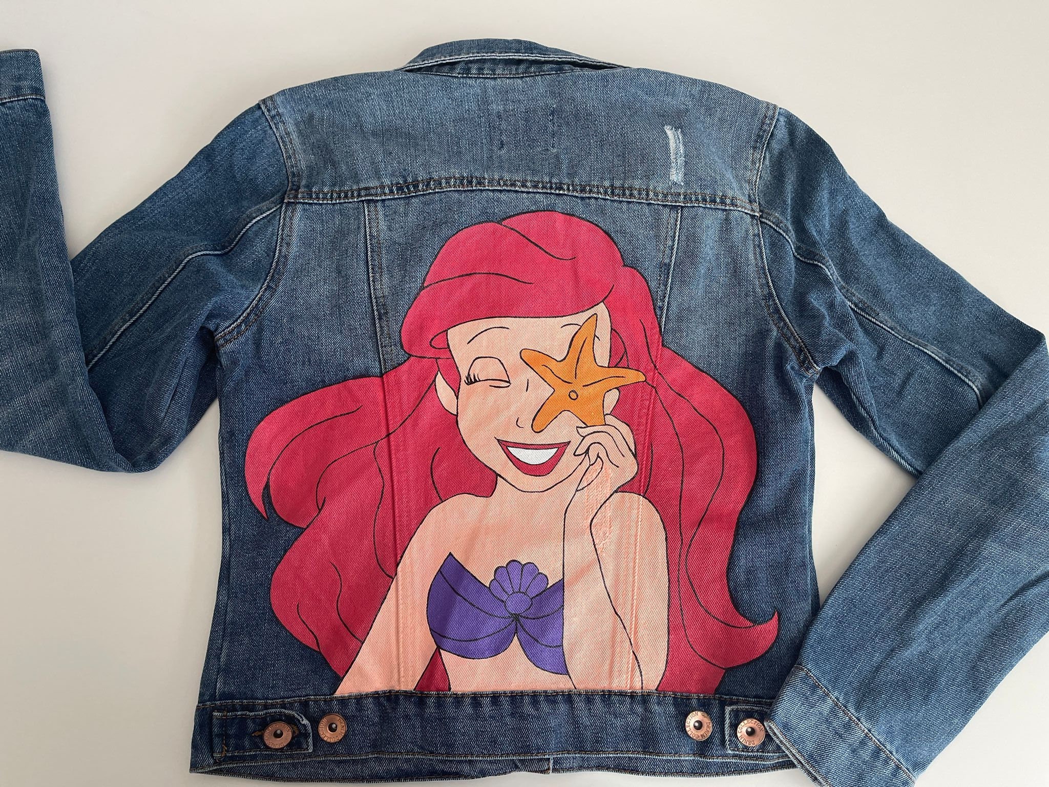 The Little Mermaid Hand-painted Jacket Disney Custom Design Disney Jean ...