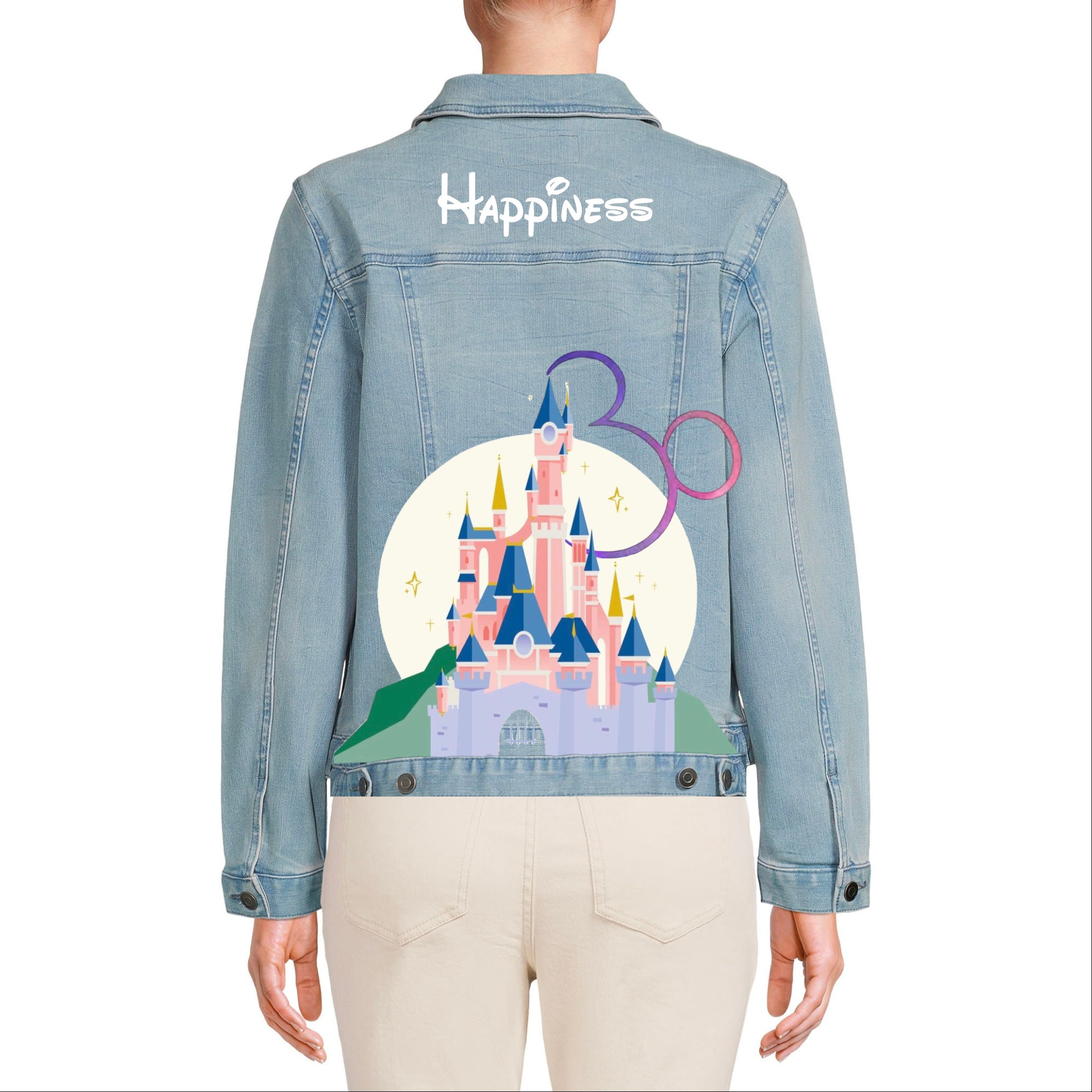 Custom Hand-painted Jean Jacket Featuring Disneyland Castle With 30th ...