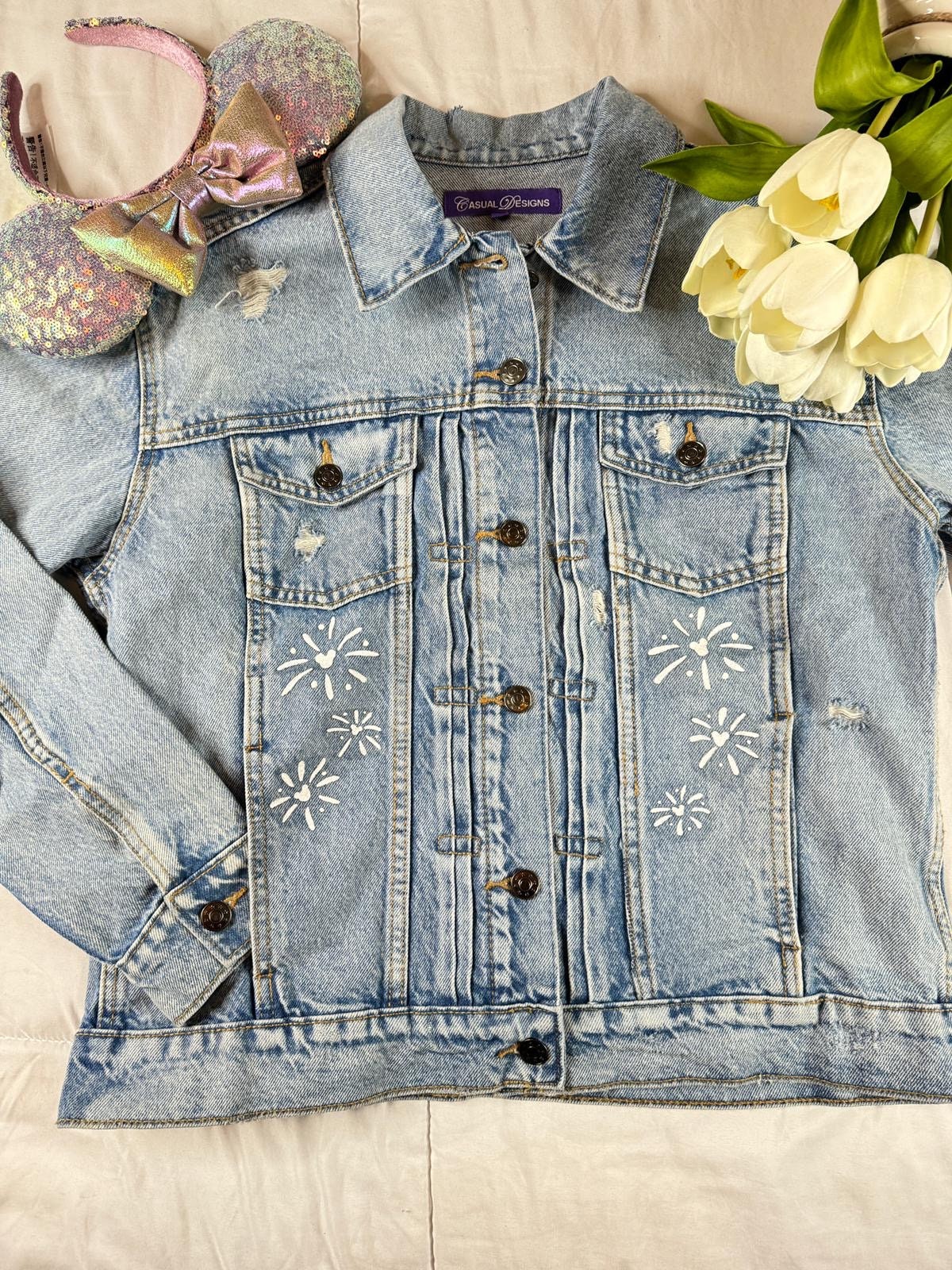 Custom Hand-painted Jean Jacket Featuring Disneyland Castle With 30th ...