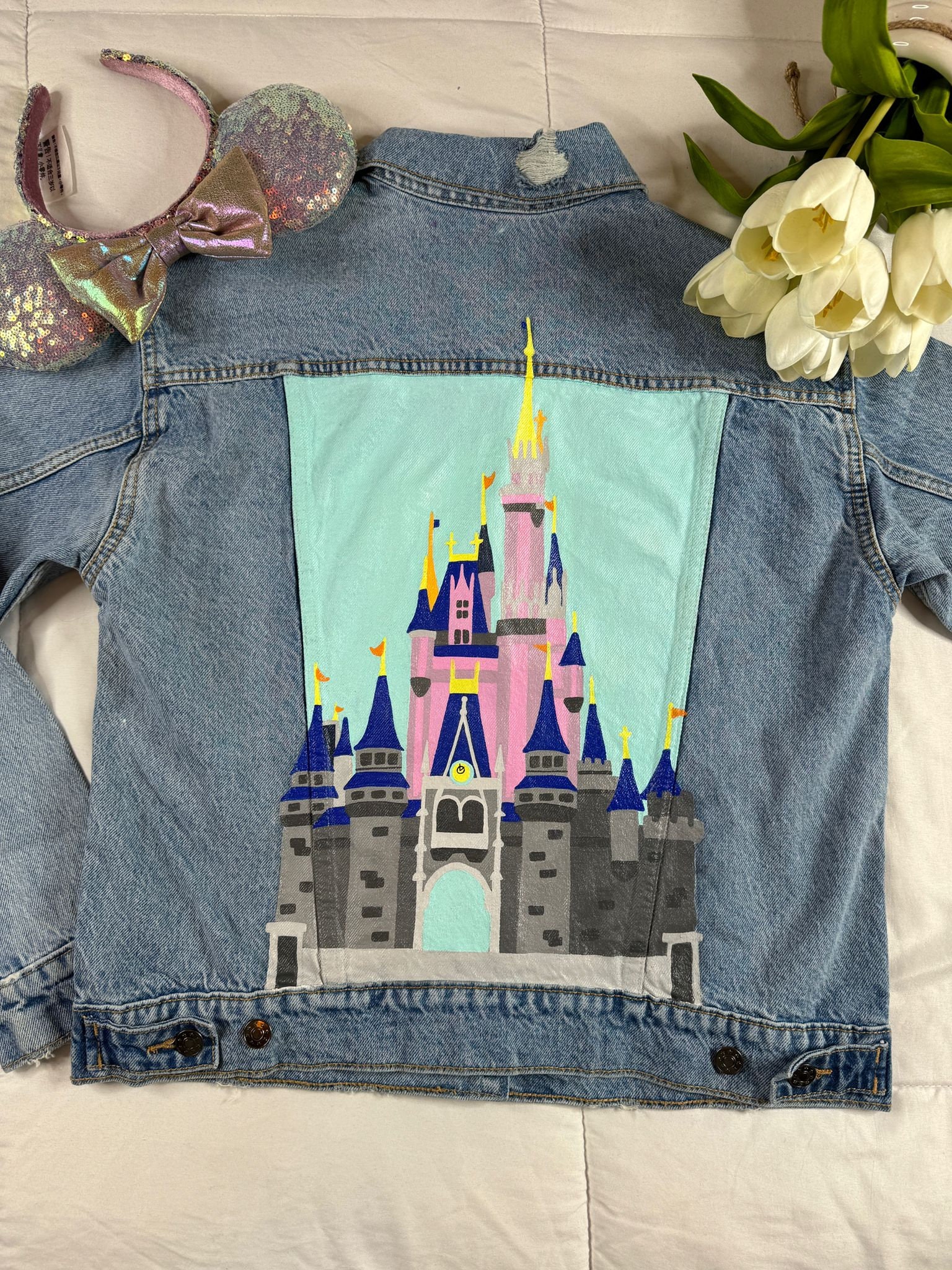 Custom Hand-painted Jean Jacket Featuring Disneyland Castle With 30th ...