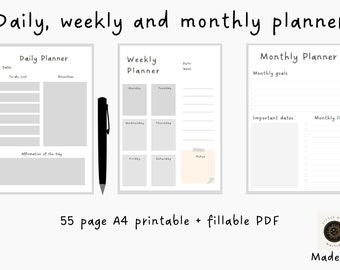 Daily Planner Digital Printable Template Minimalist Bundle - Etsy