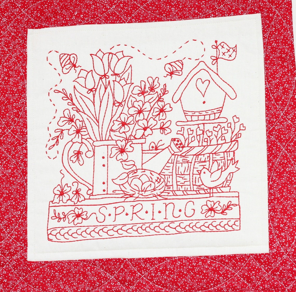 Embroidered and Quilted Wall Hanging Four Seasons Wall Hanging Summer ...