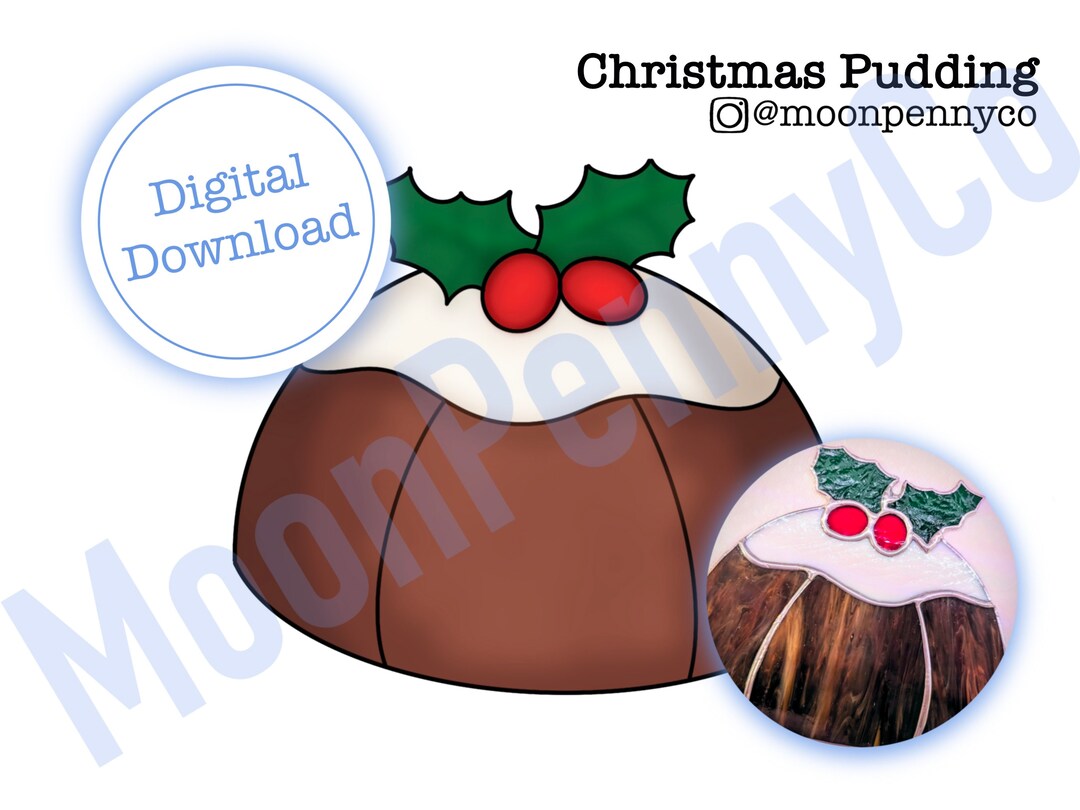 Stained Glass Christmas Pudding Pattern Christmas Dessert, Glass ...