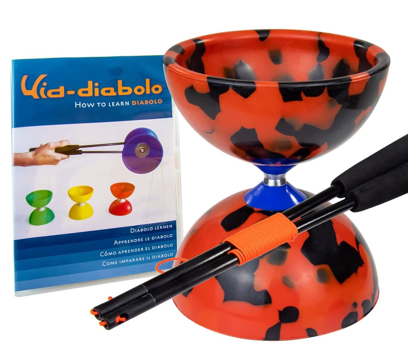 Juggle Dream Jester Diabolo Set Black and Red Fixed Axle Professional ...