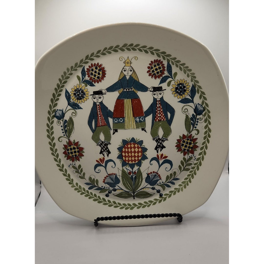 Vintage SAGA Norsk Design Platter Handpainted Silkscreen FF Figgjo ...