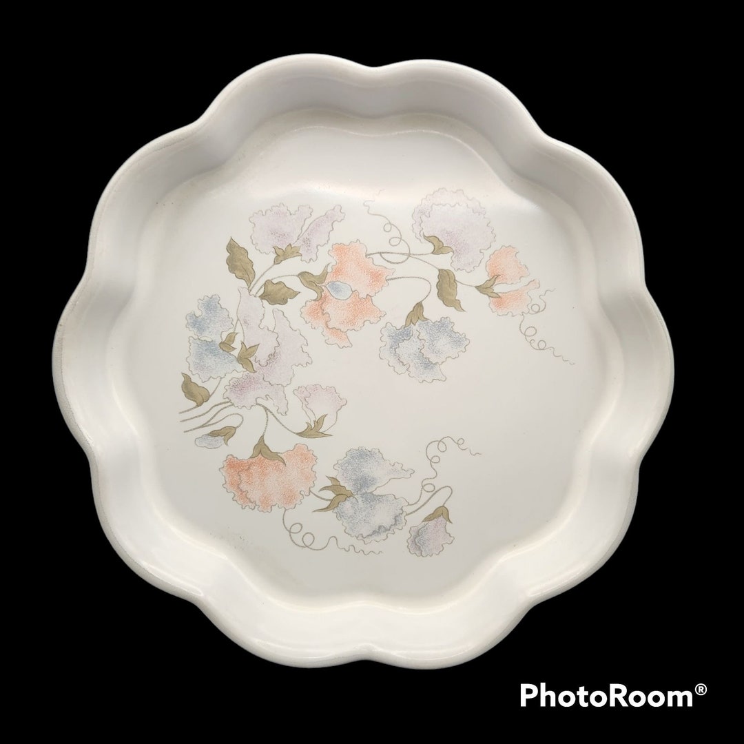 Denby 9.5" Scalloped Quiche Pie Dish Dauphine Floral Pattern England ...