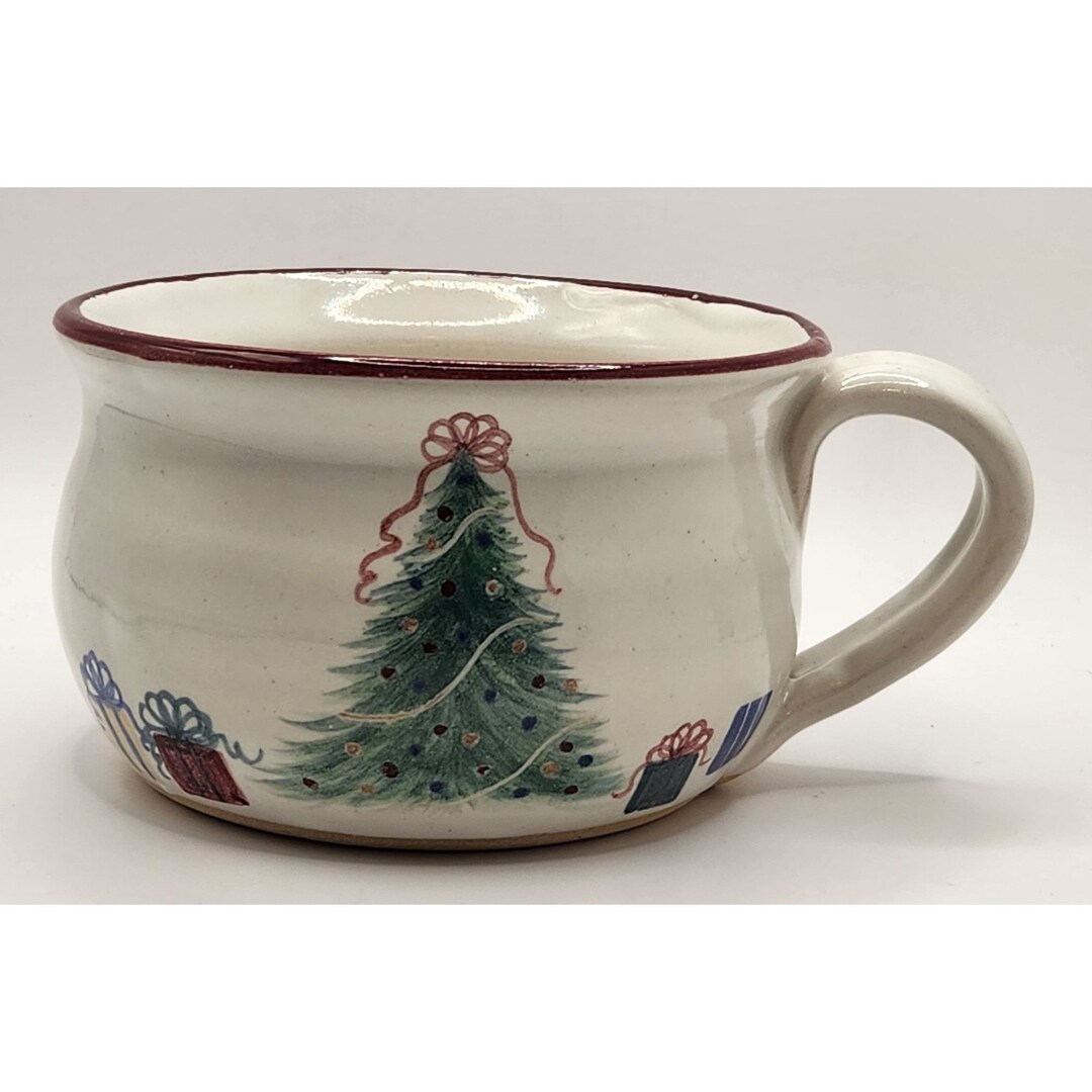 Vintage 2002 Cagle Road Pottery Christmas Soup Bowl With Handle Signed ...