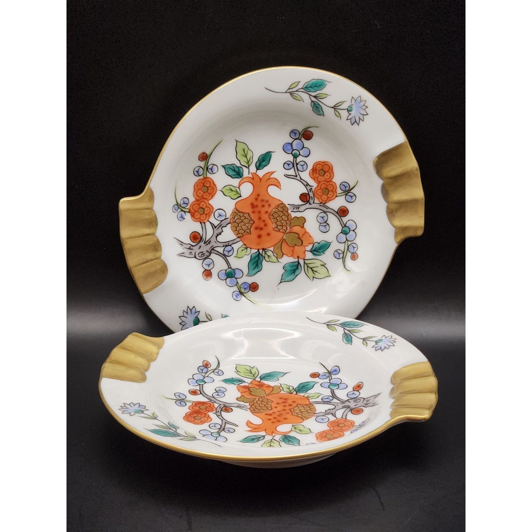Vintage Japan Hand Painted Ashtrays Set of 2 Matching - Etsy