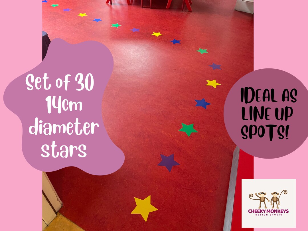 Colourful Stars Line up Spots Floor Decal Stickers Self Regulation ...