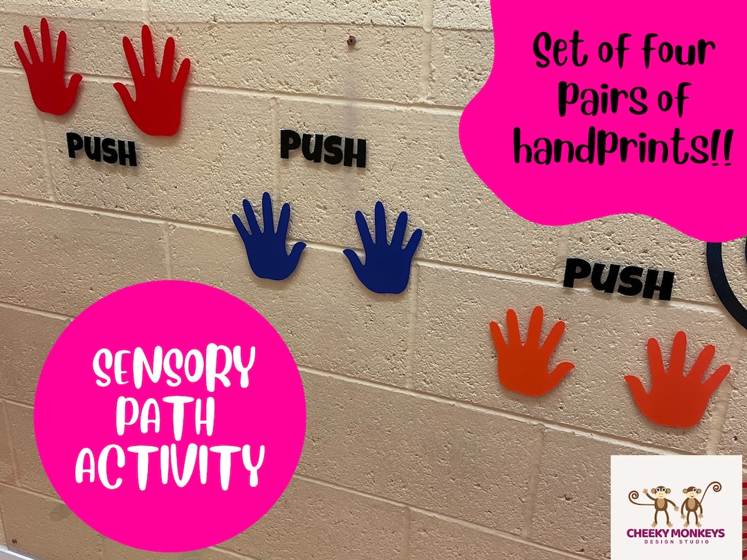 Push Handprints Sensory Path Wall or Floor Decal Self Regulation School ...