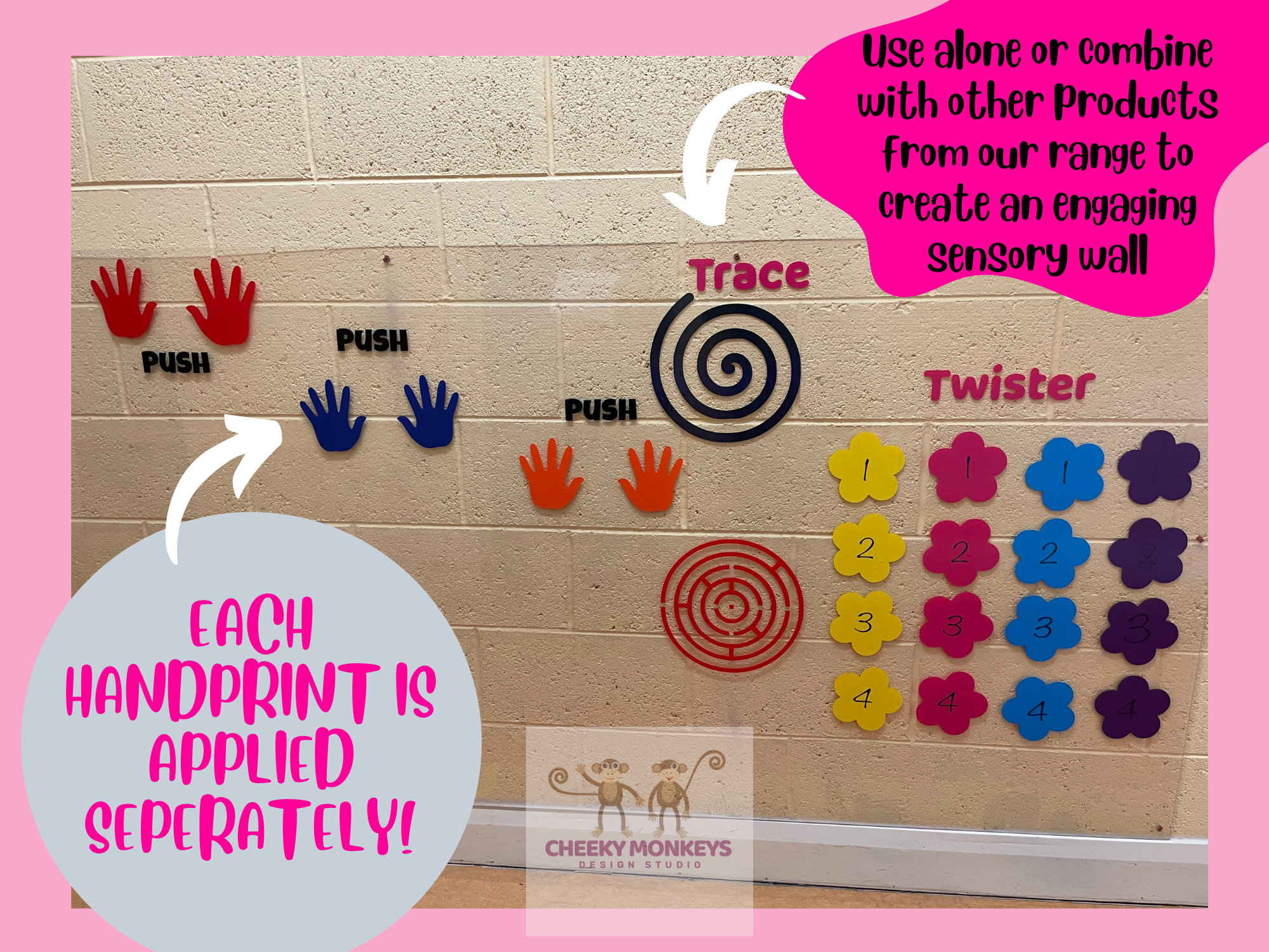 Push Handprints Sensory Path Wall or Floor Decal Self Regulation School ...