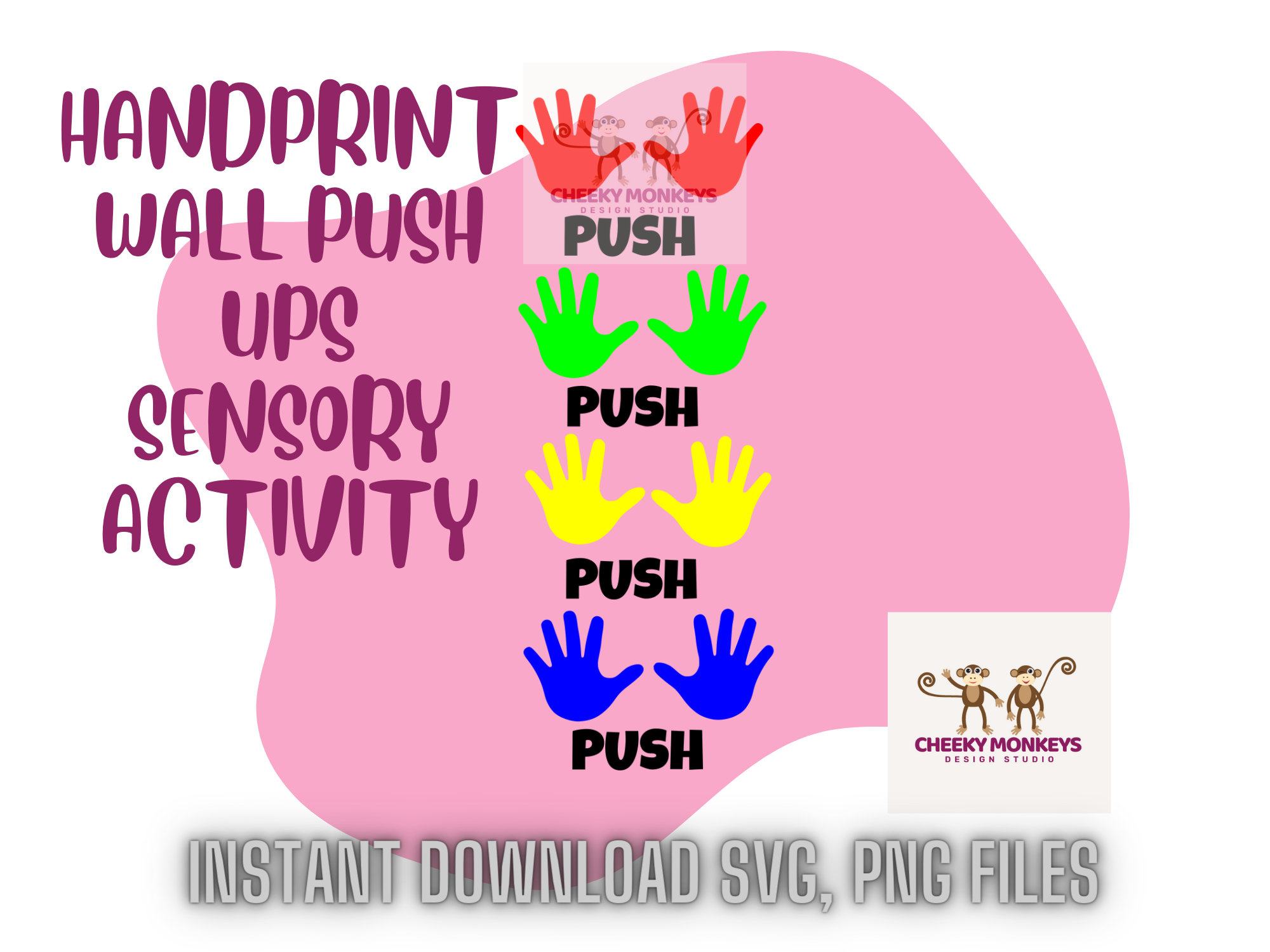 Handprints Wall Push Ups Sensory Path Digital Download Wall Decal ...