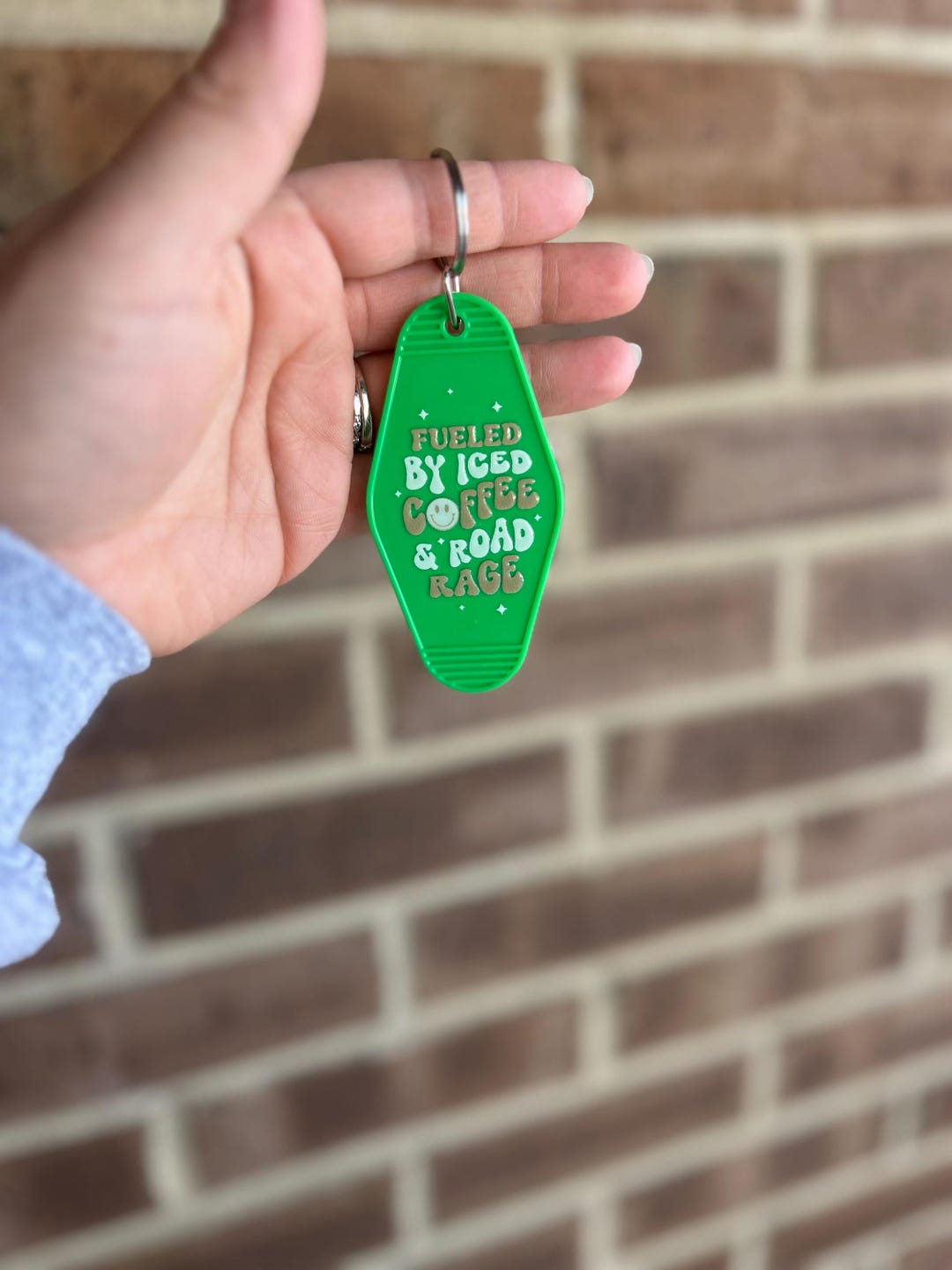 Motel Keychain, Fueled by Ice Coffee and Road Rage Keychain, Small ...