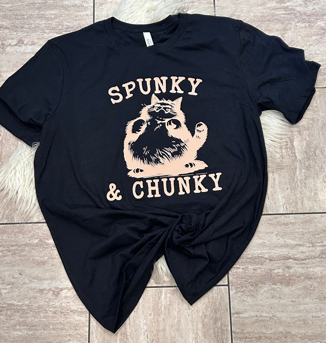 Spunky & Chunky Cat Graphic T-shirt: Funny Cotton Tee - Etsy