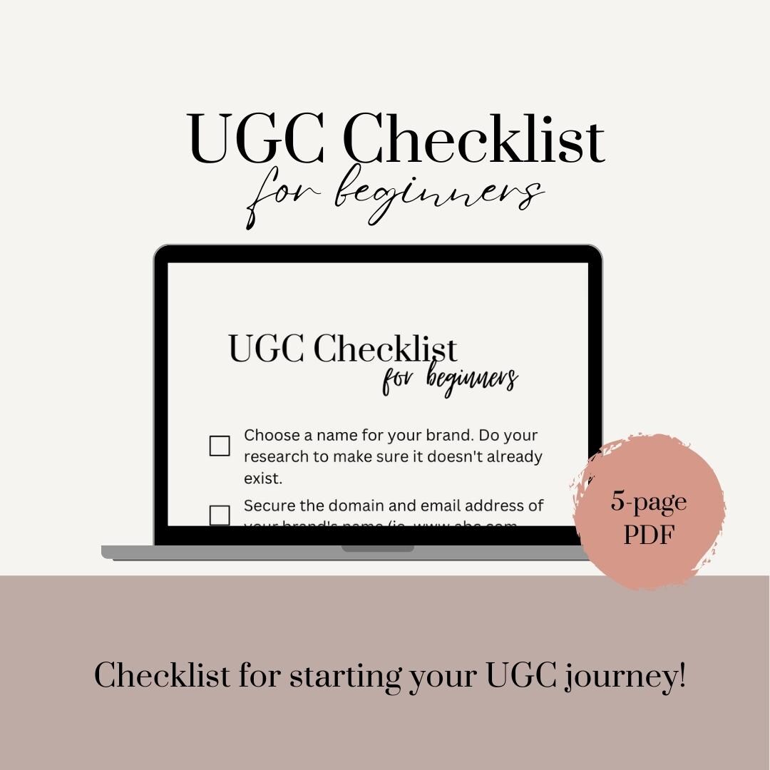 UGC Checklist for Beginners, UGC Creator Guide (PDF) - Etsy