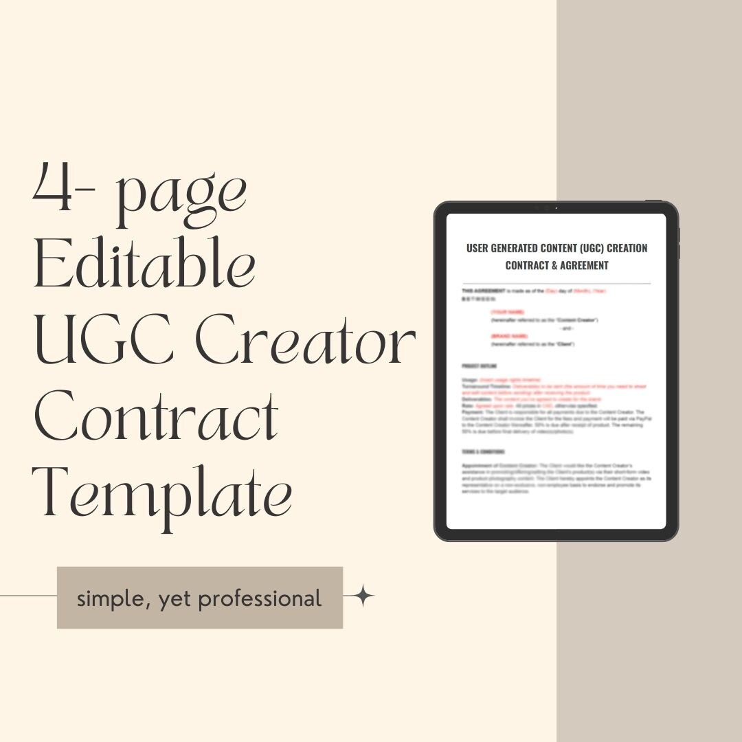 UGC Creator Contract Template, UGC Template, UGC Contract, User ...