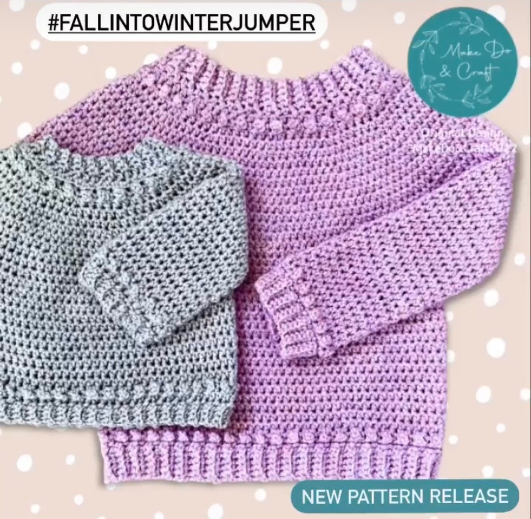 Bobble Baby Sweater Crochet Pattern Childrens Jumper Pattern Winter ...