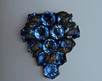 Large Blue Rhinestone Dress Clip, Grape Cluster - Etsy