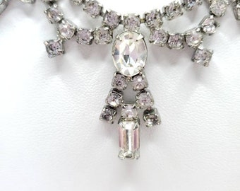 Vintage Clear Princess Square and Round Rhinestone Necklace - Etsy