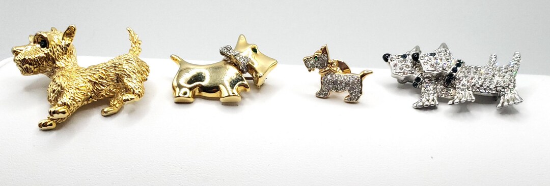 Four Scottie Dog Pins - Etsy