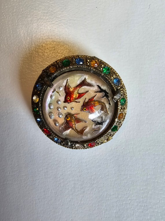 Antique C-Clasp Lapel Pin - Gem