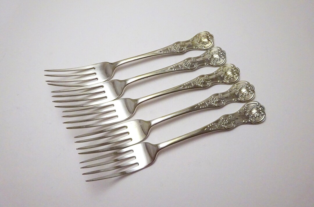 Rare Set of 5 Antique Queens Pattern Silver Plated Dessert or Salad ...