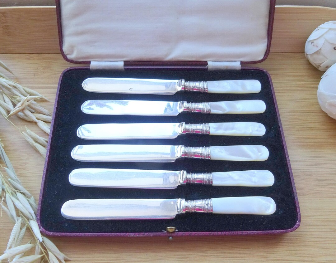 Vintage Pearl Handle Butter Knives, Silver Plated Sandwich Knives ...