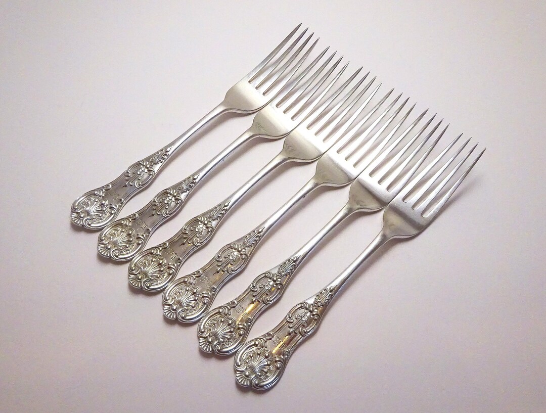 Rare Set of 6 Antique Queens Pattern Silver Plated Dinner Forks ...
