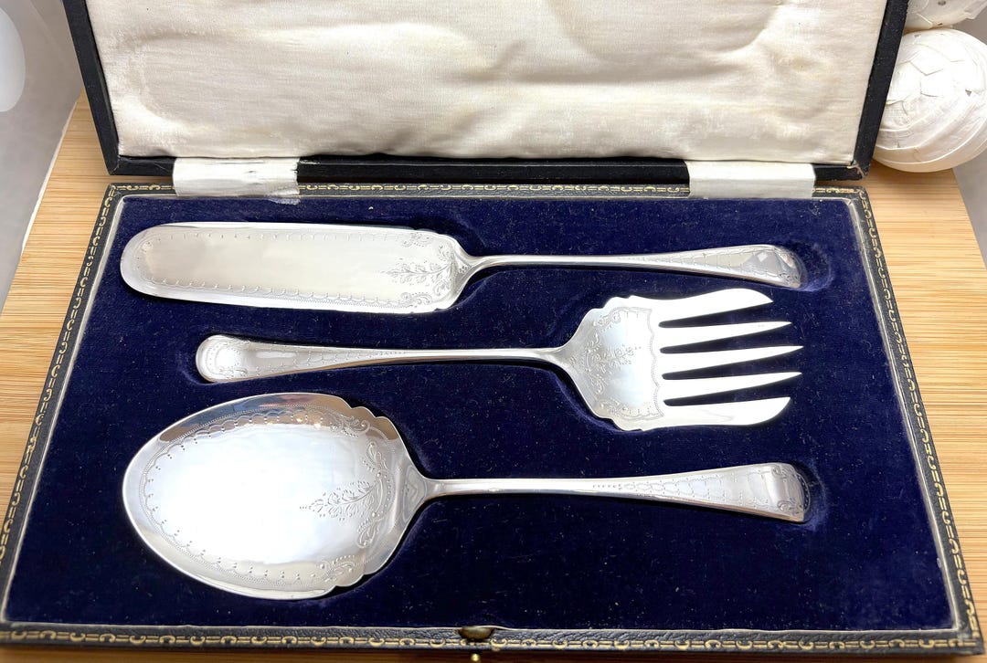 Antique Victorian Cased Set of Silver Plated Cake/dessert Servers, Pie ...