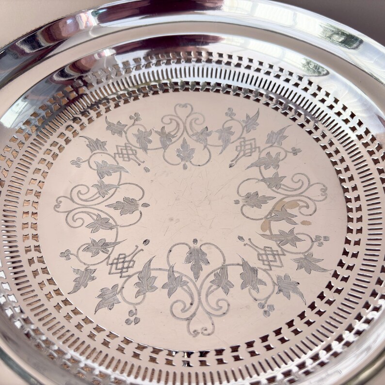 Antique James Dixon Silver Plate Swing Handle Basket, Engraved Pierced ...