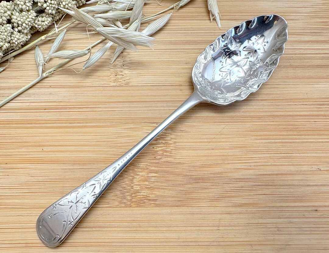 Victorian Silver Plated Jam Spoon, Decorative Trailing Ivy Design, John ...